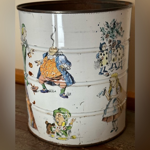 Other | Vintage Alice In Wonderland Large Tin Can Canister Tenniel ...